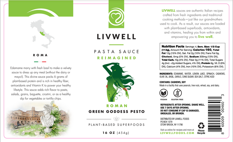 Roman Green Goddess Pesto Pasta Sauce - 6 pack - LIVWELL